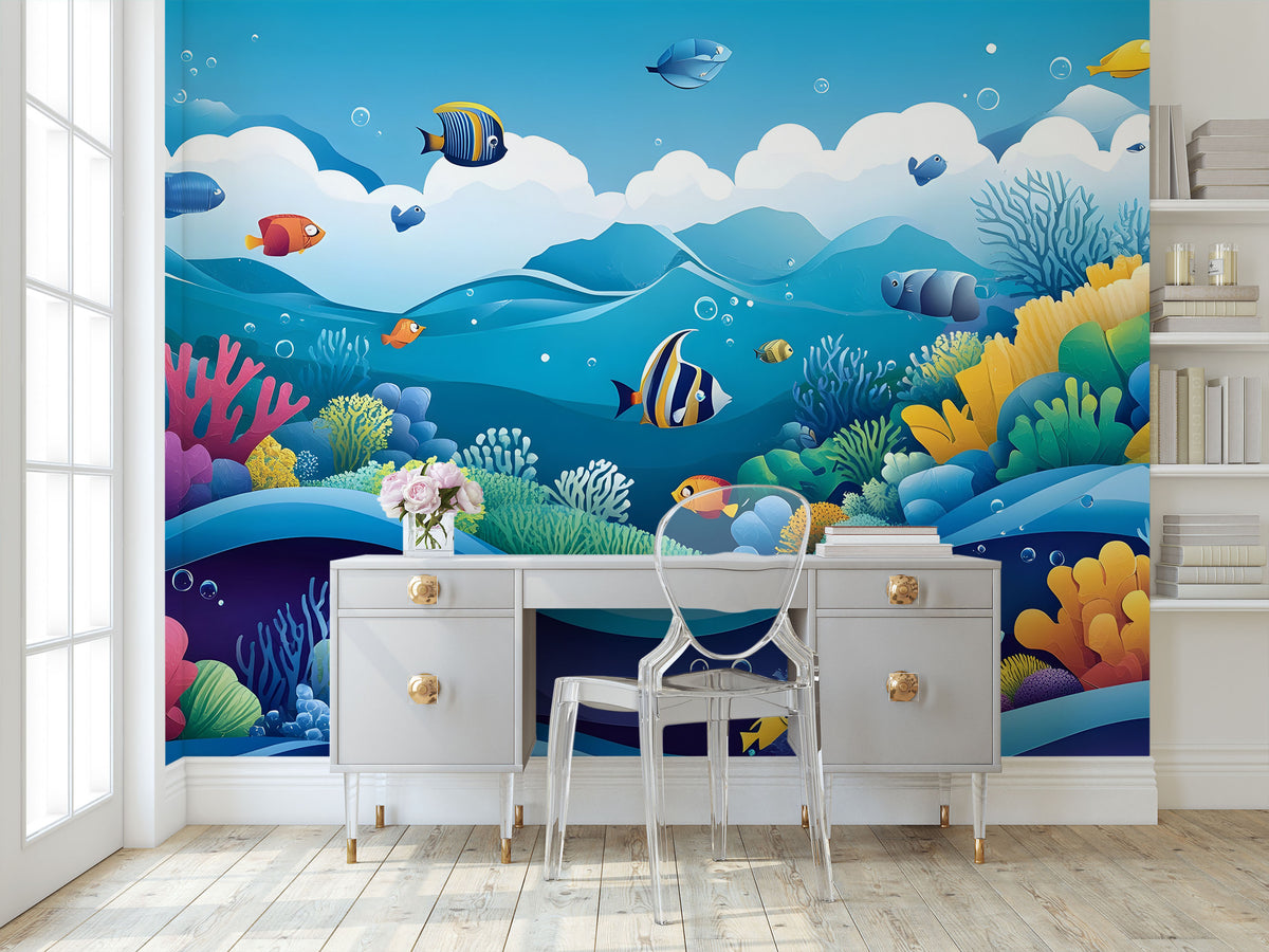 Tropical Reef Wall Mural for Kids – Decor Empire