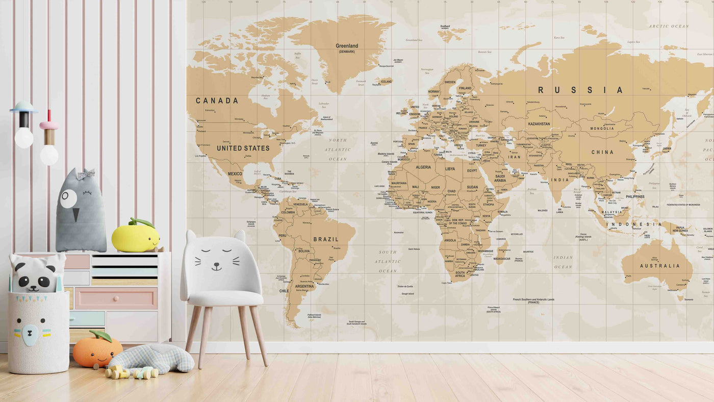 Vintage World Map Wallpaper Mural – Decor Empire